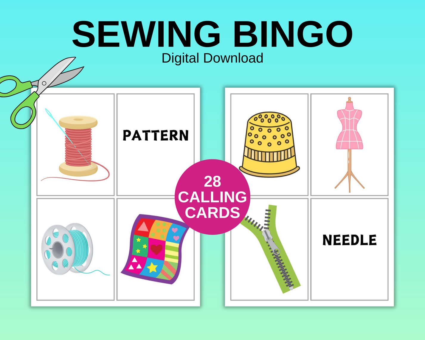 Sewing Bingo Game / 30 Sewing Printable Bingo Cards / Printable Bingo ...