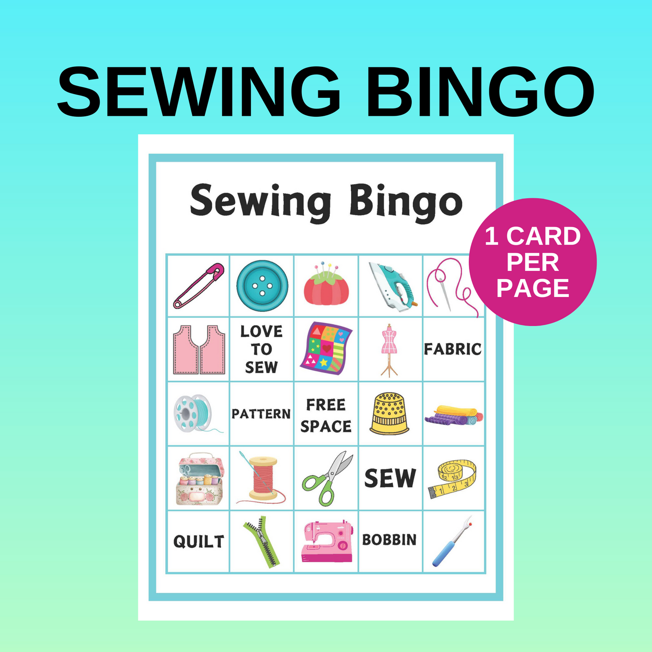 Sewing Bingo Game / 30 Sewing Printable Bingo Cards / Printable Bingo ...